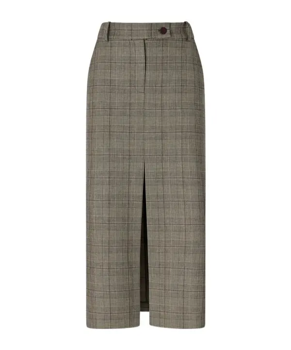 Pinko Plaid Maxi Skirt With Front Slit - No