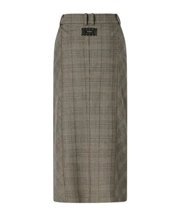 Pinko Plaid Maxi Skirt With Front Slit - No
