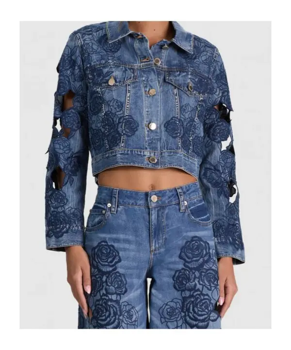 ALICEOLIVIA Chloe Laser-cut Denim Jacket