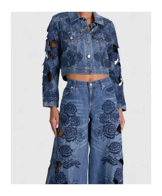 ALICEOLIVIA Chloe Laser-cut Denim Jacket