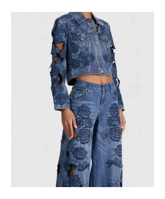 ALICEOLIVIA Chloe Laser-cut Denim Jacket