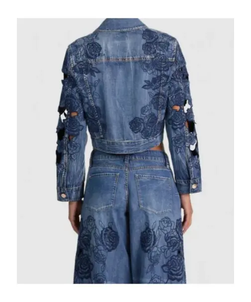 ALICEOLIVIA Chloe Laser-cut Denim Jacket