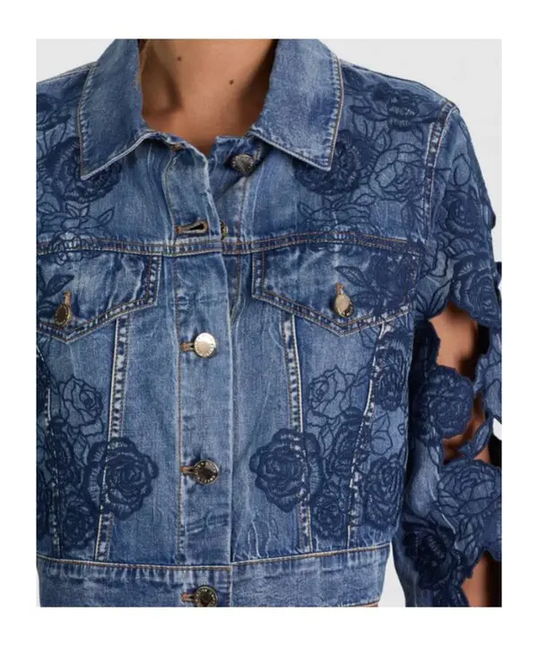 ALICEOLIVIA Chloe Laser-cut Denim Jacket