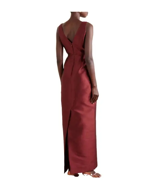 Erdem Bow-detailed Embroidered Mikado Gown