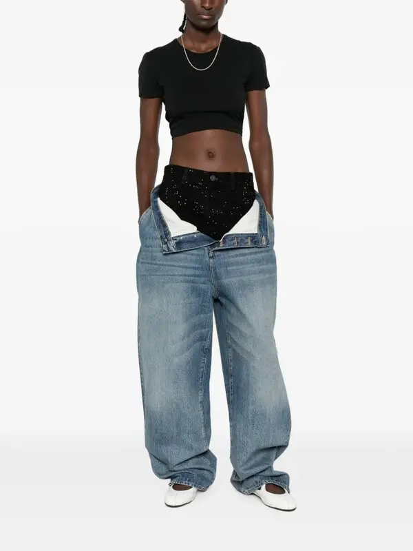 Attico High-rise Embellished Wide-leg Jeans
