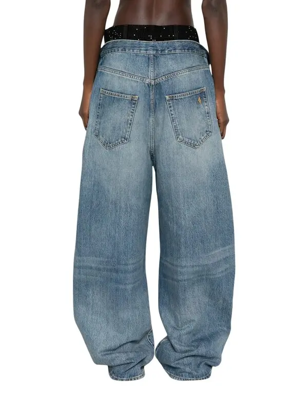 Attico High-rise Embellished Wide-leg Jeans
