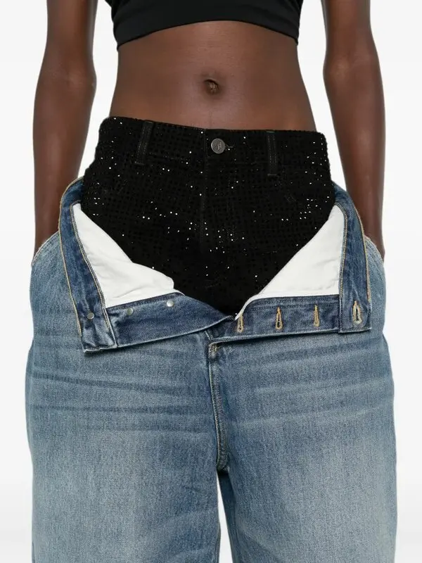 Attico High-rise Embellished Wide-leg Jeans