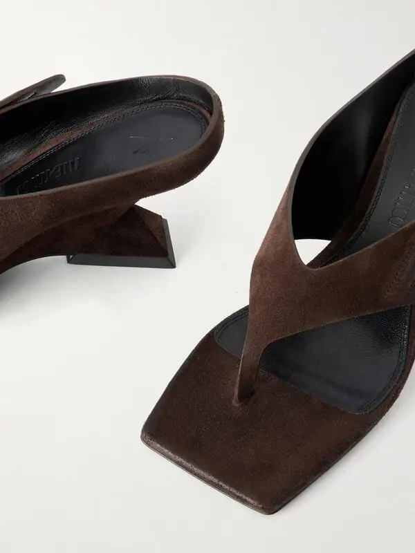 Attico Suede Wedge Thong Sandals