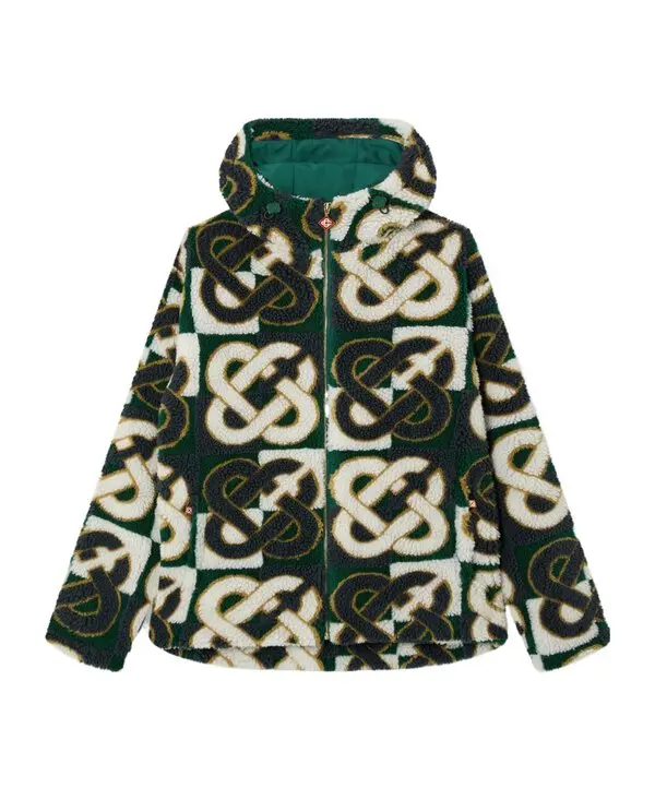 Casablanca Green Navy Check Monogram Fleece Jacket