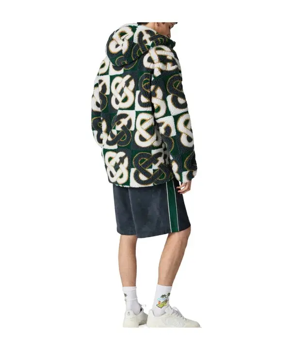 Casablanca Green Navy Check Monogram Fleece Jacket