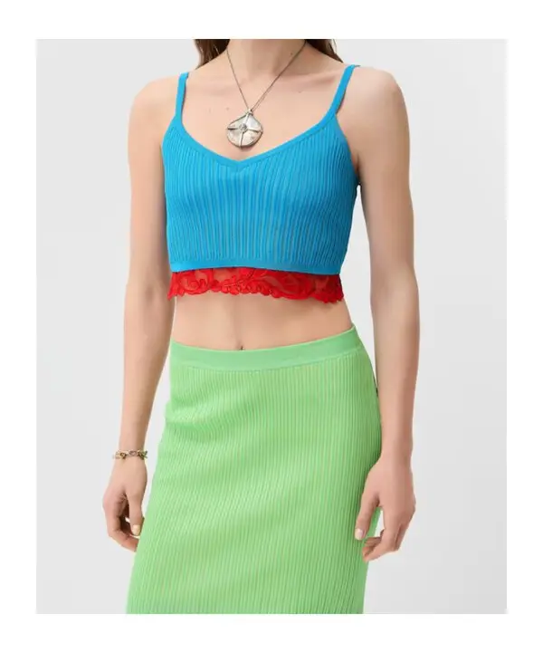 Versace Lace-trim Viscose-blend Ribbed Knit Tank Top
