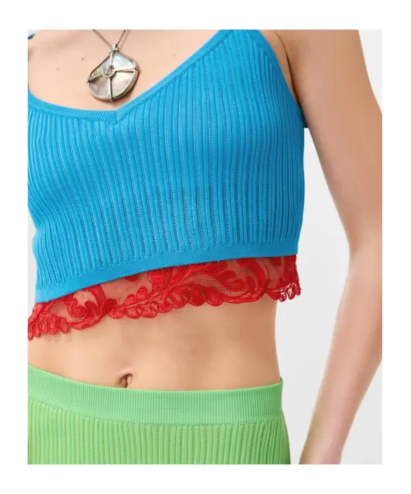 Versace Lace-trim Viscose-blend Ribbed Knit Tank Top