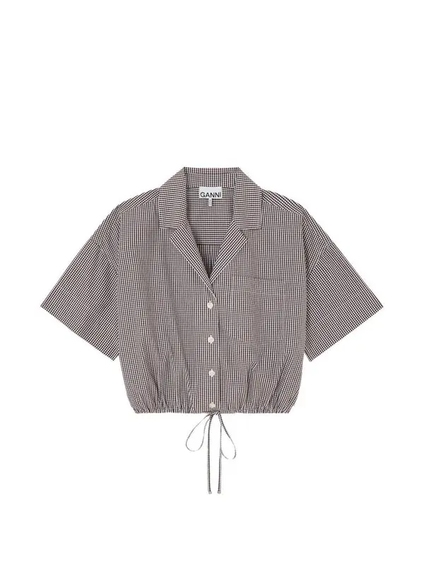 GANNI Collared Short-sleeved Shirt - Gray