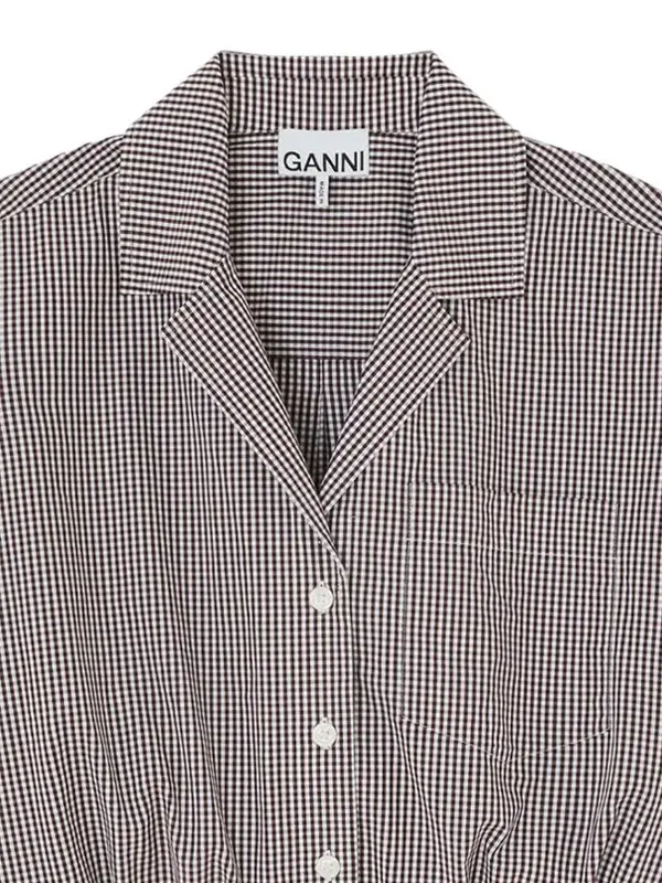 GANNI Collared Short-sleeved Shirt - Gray