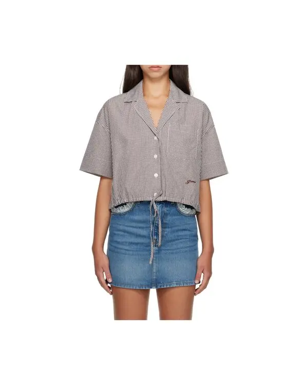 GANNI Collared Short-sleeved Shirt - Gray