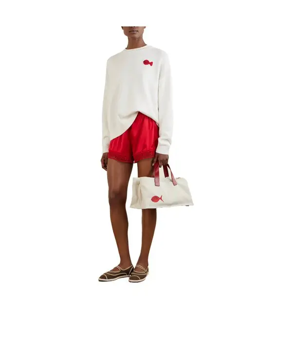 Staud Embroidered Canvas Tote