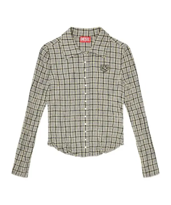 DIESEL® Check Shirt With Seersucker Effect - Grey