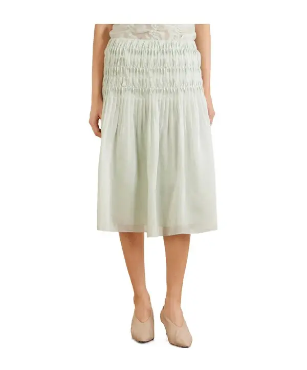 Khaite Ruched Lyocell And Silk-blend Skirt