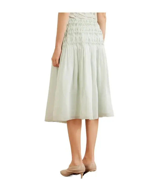 Khaite Ruched Lyocell And Silk-blend Skirt