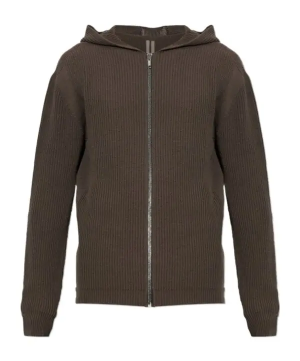 Rick Owens Long Sleeve Knit Top With Hood And Zip Closure