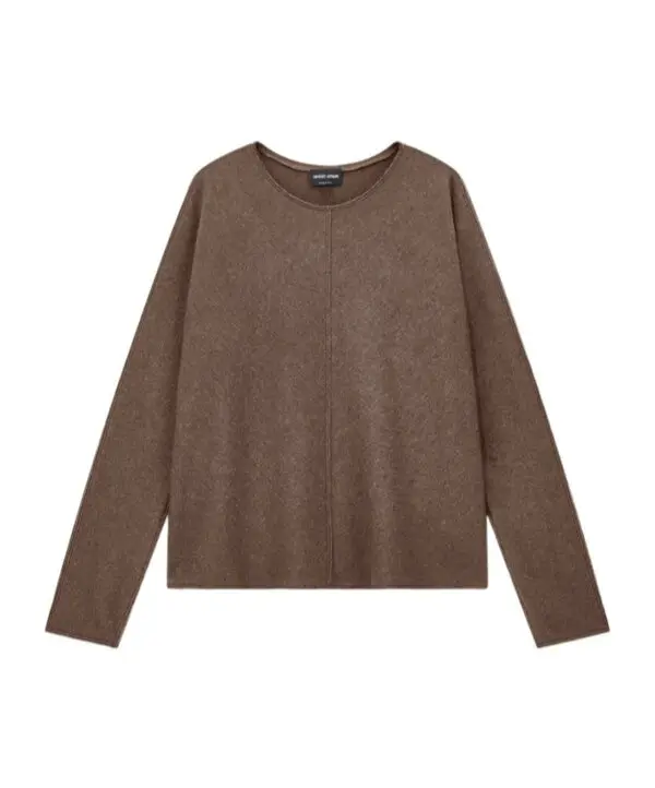 Giorgio Armani Round-neck Sweater In Cashmere And Silk Jersey - Brown