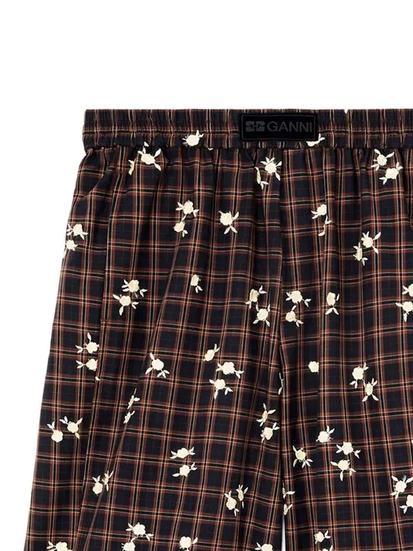 GANNI Printed Check Shorts - Black