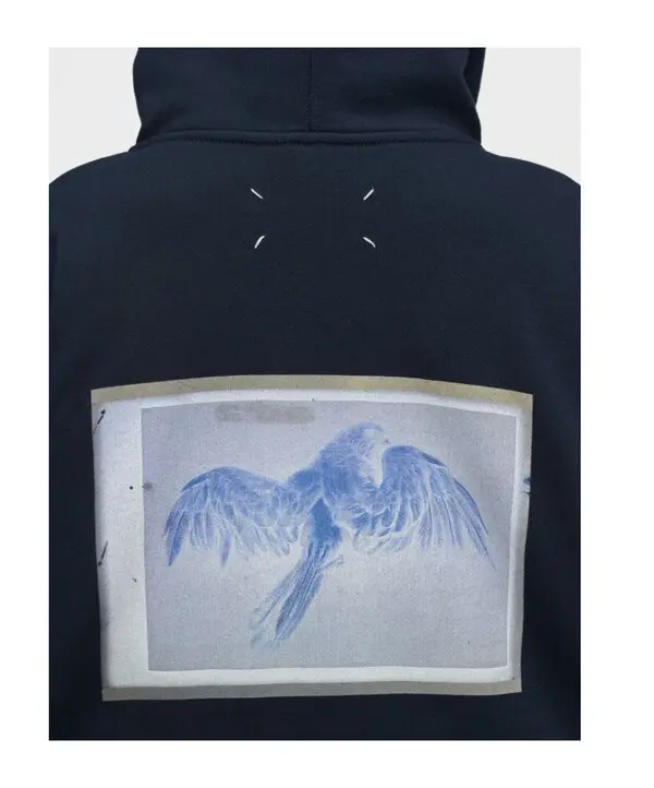 MAISON MARGIELA Washed Cotton Zip-up Hooded Sweatshirt With Graphic Detail