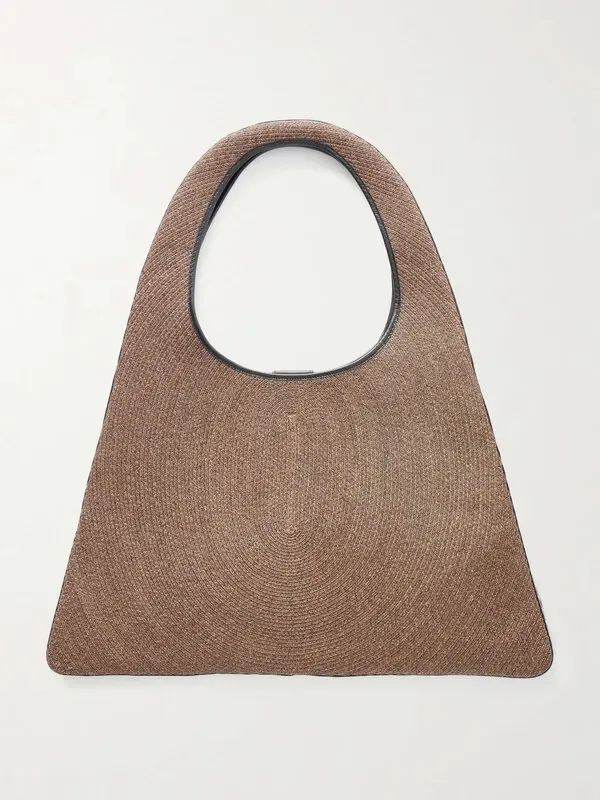 Alaïa Leather-trimmed Paper Straw Shoulder Bag