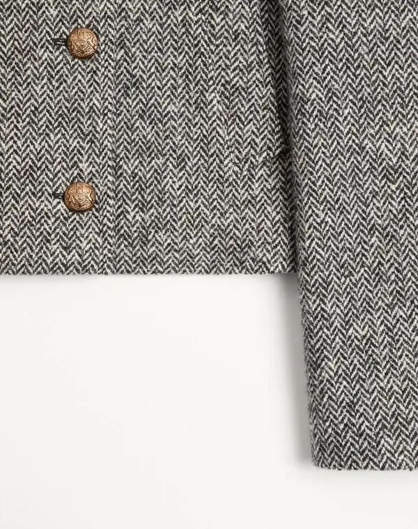 Valentino Garavani Chevron Cropped Peacoat - Black