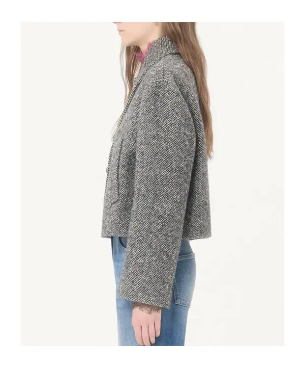 Valentino Garavani Chevron Cropped Peacoat - Black