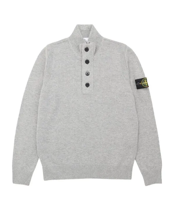 Stone Island Regular Fit Half-zip Sweater With Button Fastening