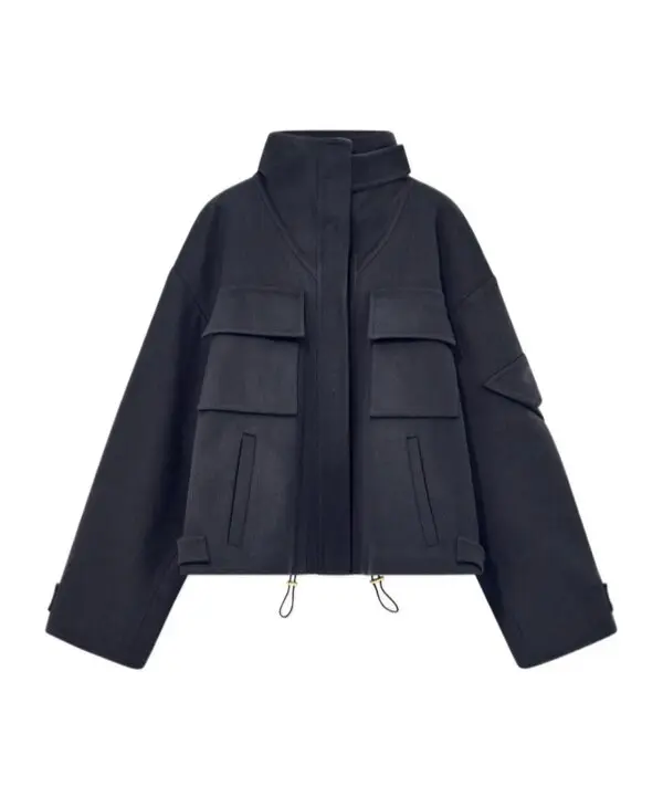 Giorgio Armani Double Cashmere Blouson Coat With Stand-up Collar