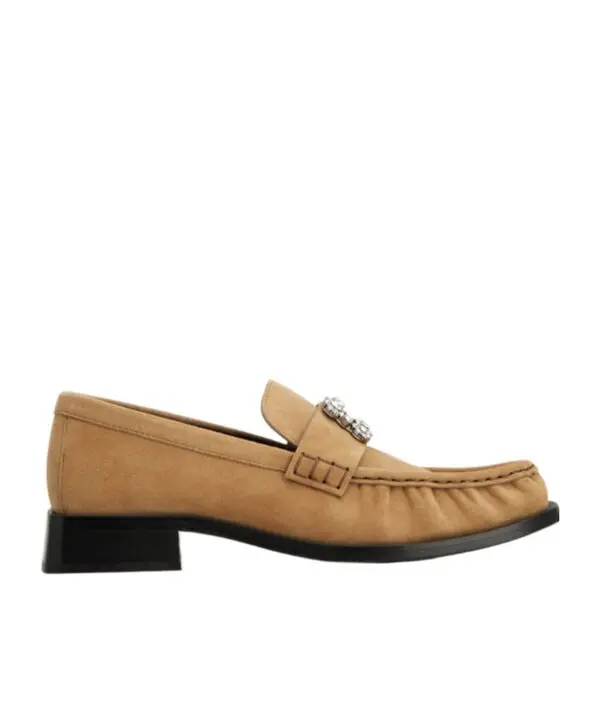 ROGER VIVIER Viv Moc Strass Loafers - Beige
