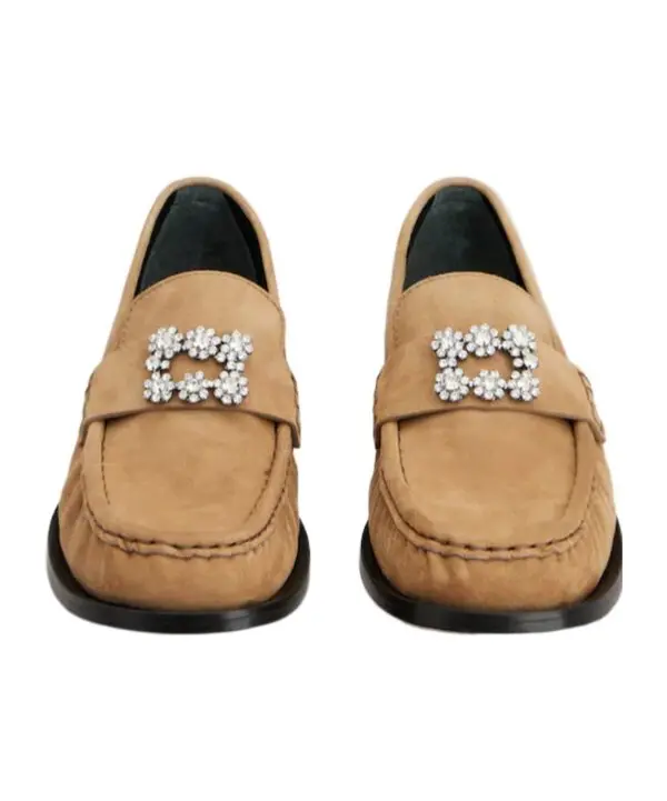 ROGER VIVIER Viv Moc Strass Loafers - Beige