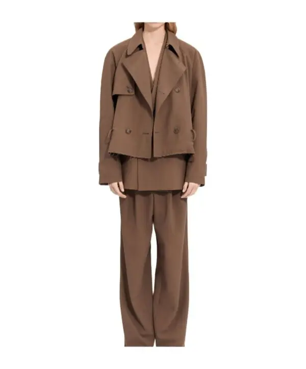 MAISON MARGIELA Belted Wool Blend Jacket - Brown