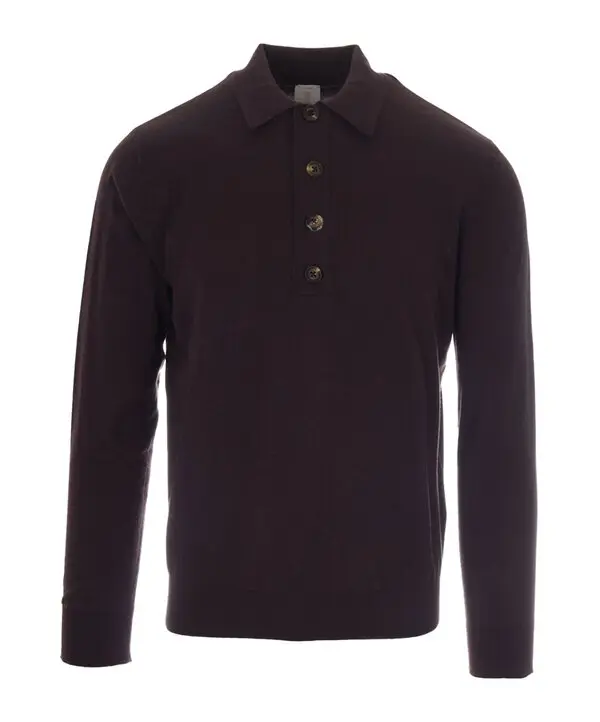 Eleventy Long-sleeved Polo Shirt - Black