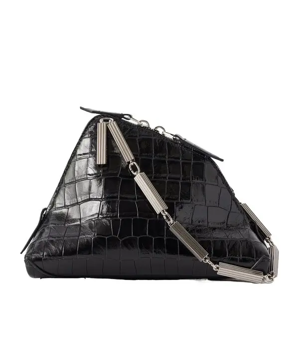 Attico Asymmetric Croc-effect Leather Clutch