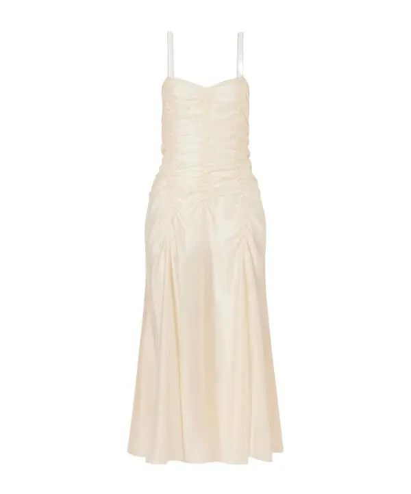 Khaite Ruched Silk-blend Midi Dress