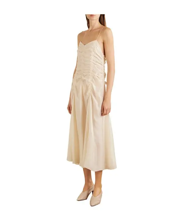Khaite Ruched Silk-blend Midi Dress