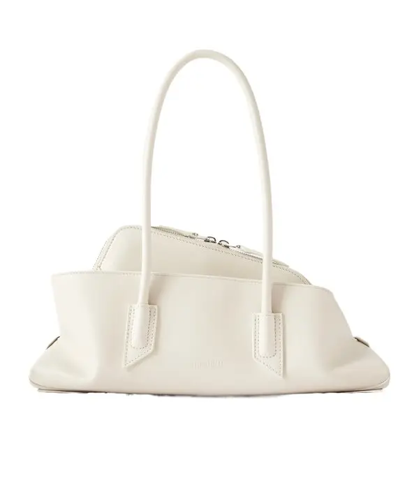 Attico Small Asymmetric Leather Shoulder Bag - White