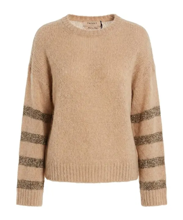 TWINSET Striped Blend Sweater With Sequin Embellishments
