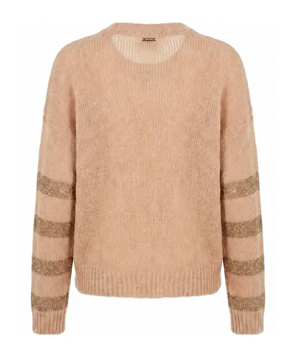 TWINSET Striped Blend Sweater With Sequin Embellishments