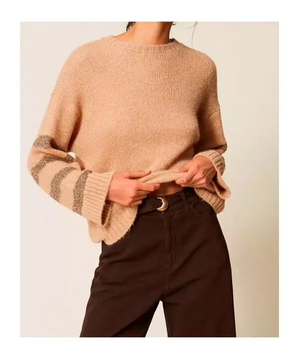 TWINSET Striped Blend Sweater With Sequin Embellishments