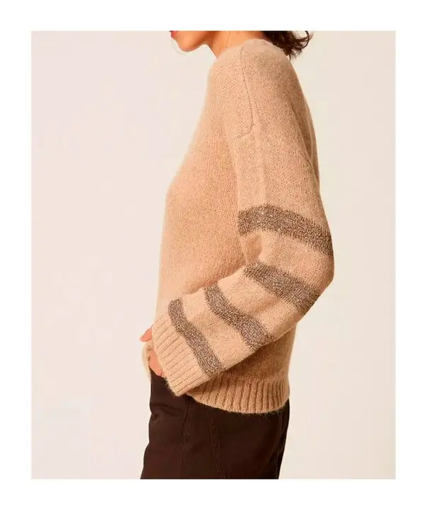 TWINSET Striped Blend Sweater With Sequin Embellishments