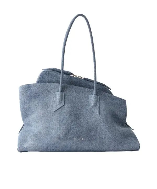 Attico Medium Asymmetric Denim Shoulder Bag