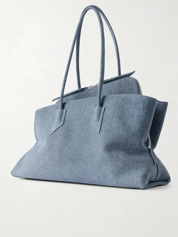 Attico Medium Asymmetric Denim Shoulder Bag