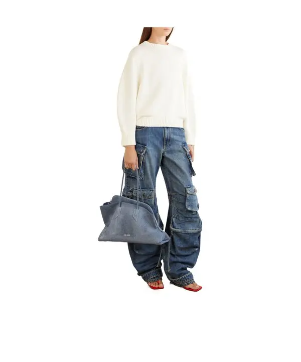 Attico Medium Asymmetric Denim Shoulder Bag