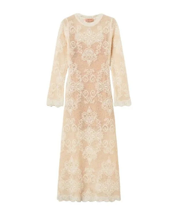 TWINSET Long Jacquard-knit Alpaca-blend Dress - Nude