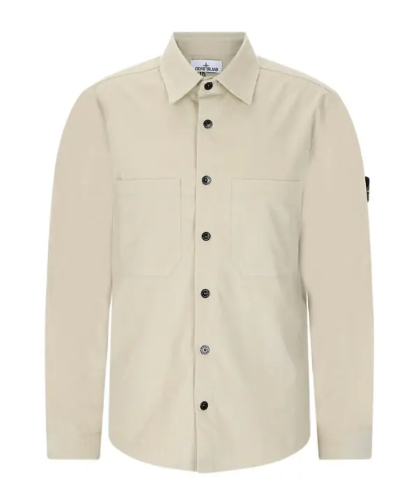 Stone Island Corduroy-texture Logo-patch Shirt