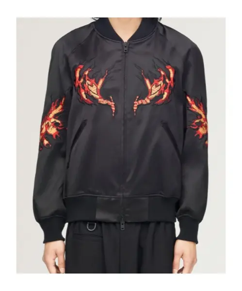 Y3 Embroidered Graphic Satin Souvenir Jacket